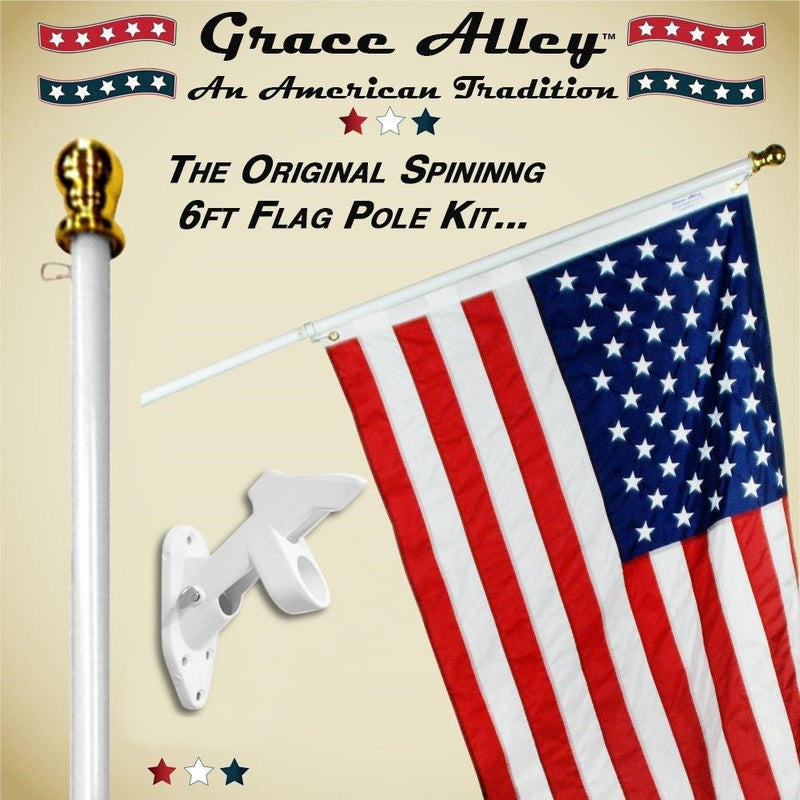 FLAG POLE KIT - Flag Pole with Bracket & Embroidered US Flag