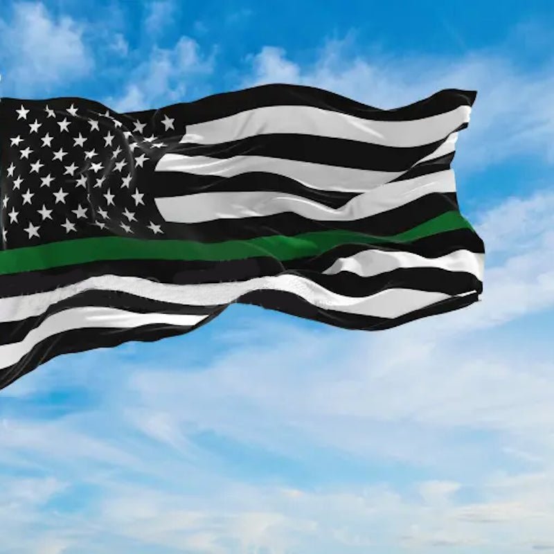 THIN GREEN LINE FLAG - QUALITY EMBROIDERED STARS - 3x5 FT