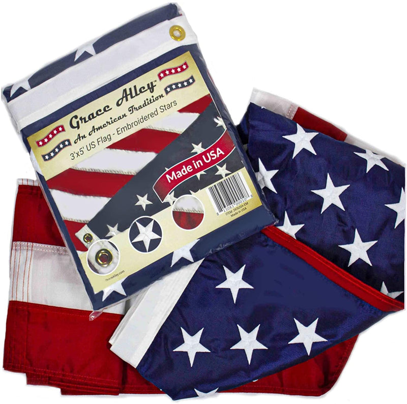 AMERICAN FLAG MADE IN USA - 3X5 FT Embroidered Flag