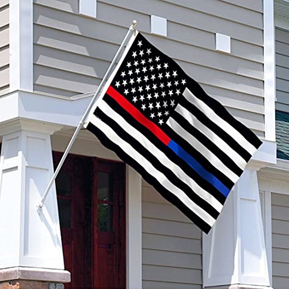 THIN BLUE AND RED LINE FLAG - QUALITY EMBROIDERED STARS - 3x5 FT